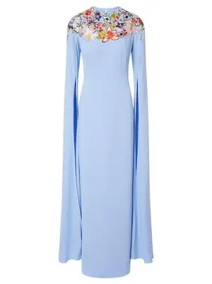 Costarellos Embroidered Gown - Blue
