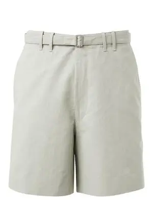 STOFFA Belted Cotton And Linen Shorts - Grey