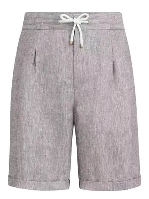Brunello Cucinelli Linen And Hemp Diagonal Bermuda Shorts - Grey