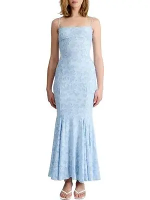 EXTRO & VERT Lara Stretch Lace Back Maxi Dress - Blue
