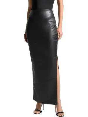 Manière De Voir Vegan Leather Midaxi Skirt With Side Split - Black