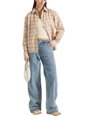 Manière De Voir Blake Whipstitch Check Shirt - Beige