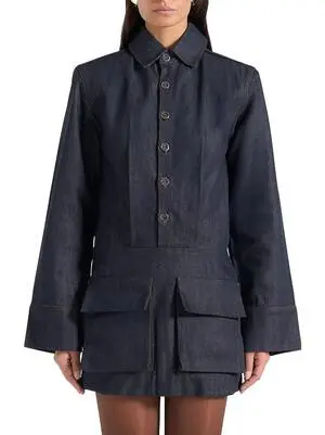 MANIÈRE DE VOIR Manière De Voir Denim Cargo Shirt Mini Dress
