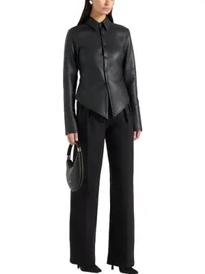 Manière De Voir Vegan Leather Cinch Shirt - Black