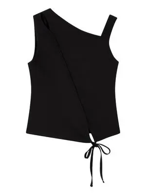 STUDIO TOMBOY Asymmetric Sleeveless Top With Tie Detail - Black