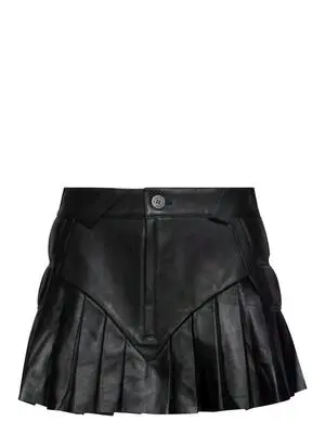 Natasha Zinko Leather Pleated Skirt - Black