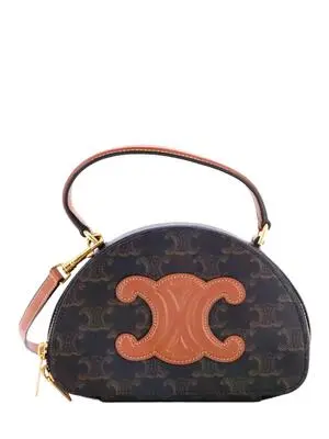 Celine Half Moon Case Triomphe Coated Canvas With Leather Pouch - Brown