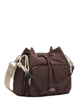 Bimba Y Lola Nylon Structured Crossbody Bag - Dark Brown