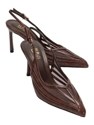 PROLOGUE SHOES Eleana Slingback Stiletto Pump - Brown