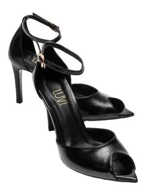 PROLOGUE SHOES Dona Stiletto Pump With Ankle Strap - Black