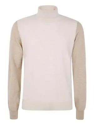 MAISON MARGIELA Wool Colorblock Turtleneck Sweater - Beige