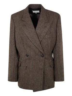 MAISON MARGIELA Wool Double Breasted Blazer - Brown