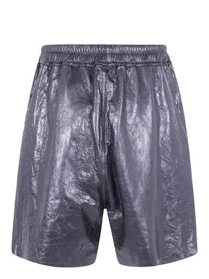 Rick Owens Leather Drawstring Shorts - Black