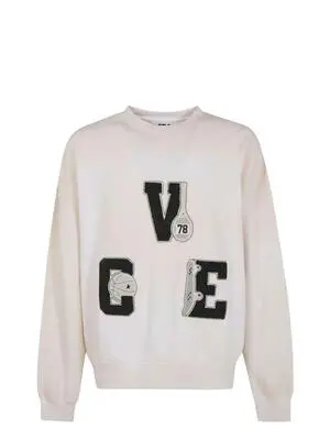 GOLDEN GOOSE Star" Boxi Crewneck Sweatshirt With Vintage Treatment And Embellished Patches - Gray