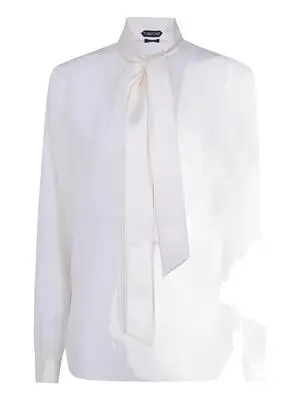 TOM FORD TOM FORD Silk Crepe De Chine Lavalliere Tunic Top