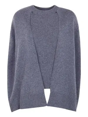 TOTEME Crew Cape Knit In 100% Prestige Cashmere - Gray