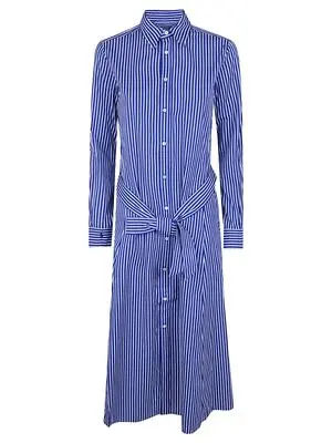 Polo Ralph Lauren Long Sleeve Striped Midi Shirt Dress - Blue