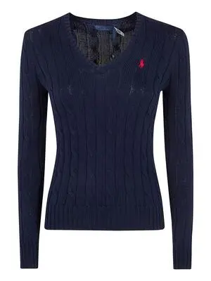Polo Ralph Lauren Kimberly V-neck Cable Knit Pullover - Blue