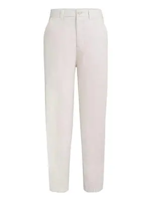 Brunello Cucinelli Linen Micro Chevron Drawstring Trousers - Neutrals