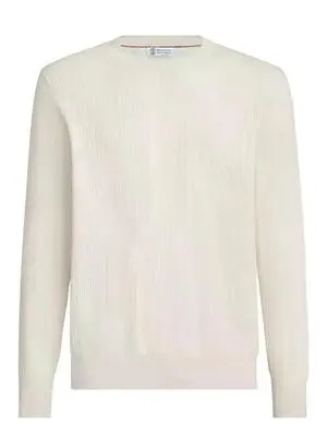 Brunello Cucinelli Textured Rib Lightweight Cotton Sweater - Neutrals