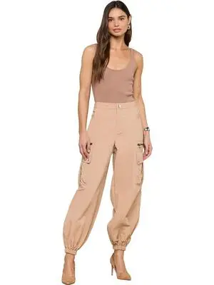 L'Agence Greer Nylon Cargo Jogger Pants - Praline