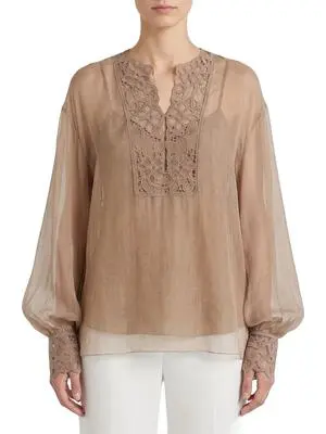 Ermanno Scervino Lace Detail Blouse - Beige