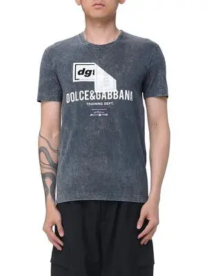 Dolce & Gabbana Slim Fit Cotton Crewneck T-shirt With Contrast Logo Print - Black