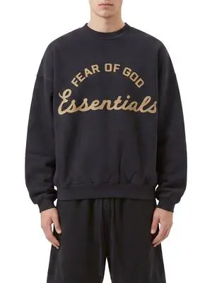 Fear Of God Relaxed Fit Crewneck Cotton Jumper With Logo - Black