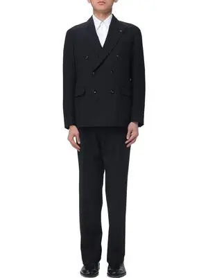 Tagliatore Double-breasted Virgin Wool Blend Suit - Black