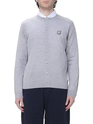 Maison Kitsuné Wool Cardigan With Embroidered Logo - Grey