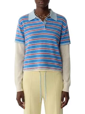 Guest In Residence Striped Polo Shirt - Blue