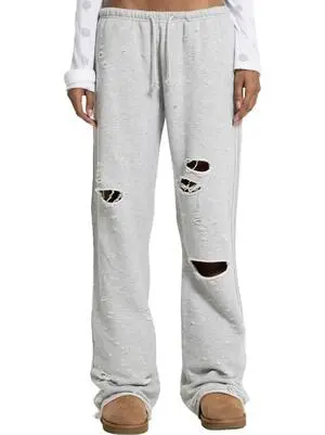 JADED LONDON Cleo Distressed Cotton Blend Joggers - Grey