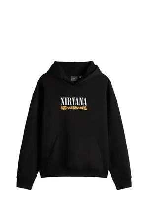 H&m Graphic Print Hoodie - Black/nirvana