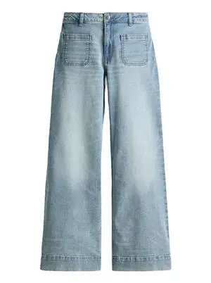 H&m H&M High Waist Wide Leg Jeans Light Denim Blue