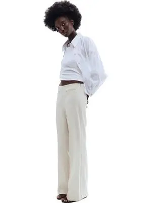 H&m Bootcut Twill Trousers - Light Beige
