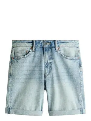 H&m Slim Fit Denim Shorts With Turn-up Hems - Light Denim Blue