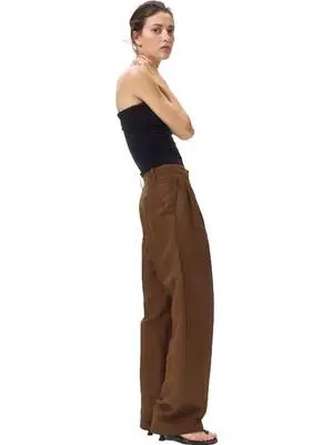 H&m Tapered Linen-blend Trousers - Brown