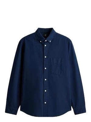 H&m Regular Fit Oxford Shirt Dark Blue