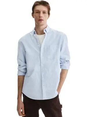 H&m Regular Fit Oxford Shirt - Light Blue/striped