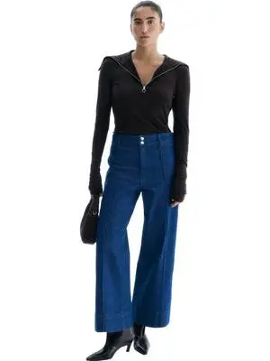 H&M H&M High Waist Wide Leg Ankle Jeans Blue