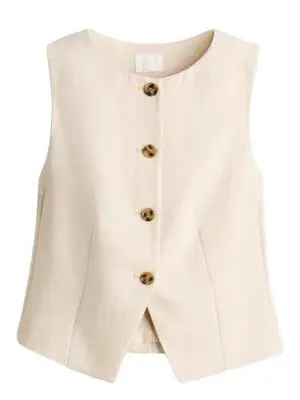 H&M Waistcoat In Woven Fabric With Button Detail