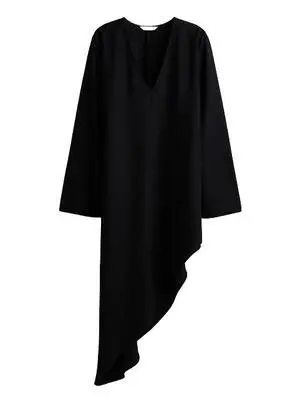 H&m Asymmetrical V-neck Long Sleeve Dress - Black