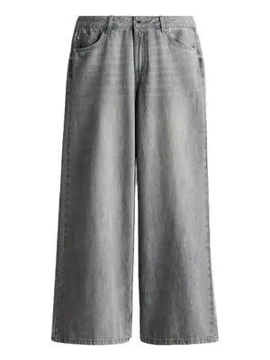 H&m Wide Leg Rigid Denim Jeans - Gray
