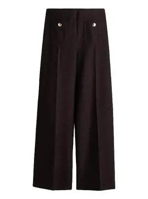 H&m Straight-leg Trousers With High Waist And Patch Pockets - Dark Brown