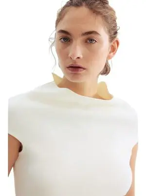 H&m Short Sleeve Turtleneck Top - Cream
