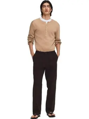 H&m Regular-fit Linen-blend Pants - Dark Brown
