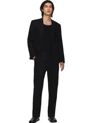 H&m Slim Fit Linen Suit Trousers - Black
