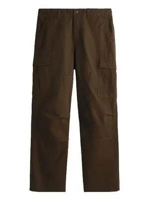 H&m Relaxed Fit Cotton Cargo Trousers - Dark Khaki Green