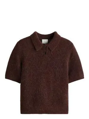 H&m H&M Alpaca-Blend Knit Polo Shirt Dark Brown