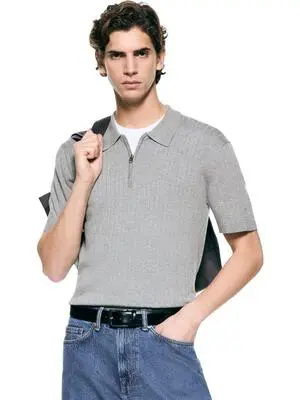 H&m Slim Fit Polo Shirt - Gray